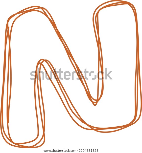 Alphabet N Letter Hand Drawn Outline: เวกเตอร์สต็อก (ปลอดค่าลิขสิทธิ์ ...