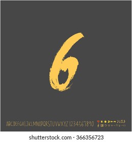 Alphabet Number Hand Drawn Calligraphy Vector Stock Vector (Royalty ...