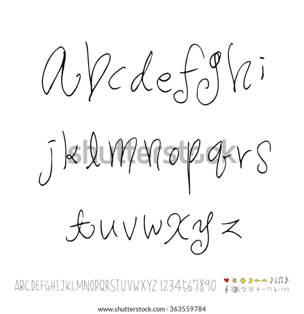 Alphabet Number Hand Drawn Calligraphy Vector Stock Vector (Royalty ...