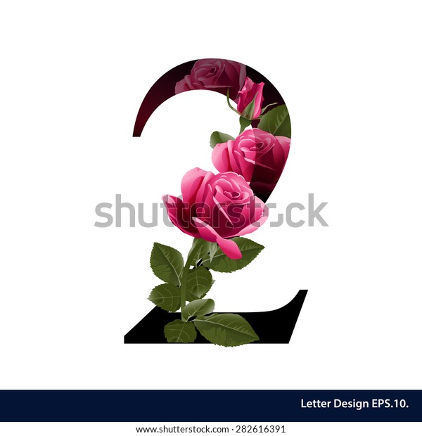 Alphabet Number Two Flower Vector Illustration Stock Vector (Royalty ...