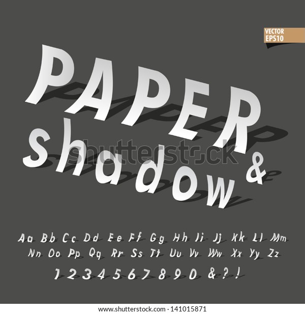 Alphabet Paper Shadow Font Set Design Stock Vector (Royalty Free ...