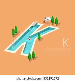 Vektor Stok Alphabet Pool Party Elements Letter K (Tanpa Royalti ...