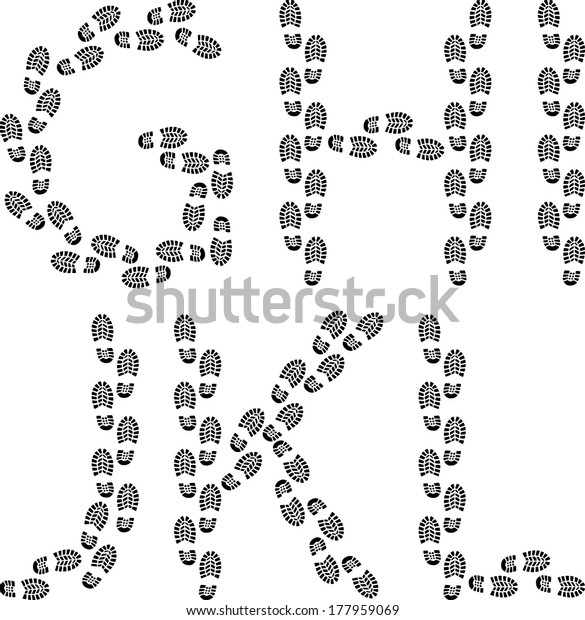 Alphabet Set Footprints Stock Vector (Royalty Free) 177959069