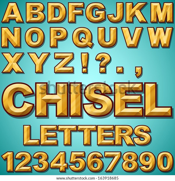 Alphabet Set Gold Chiseled Block Letters Stock Vector (Royalty Free ...