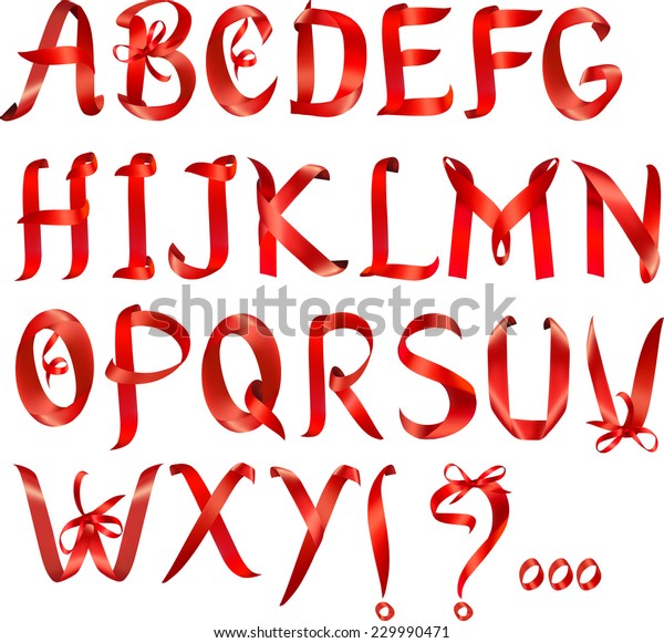 Alphabet Set Made Red Ribbons Vector Stock Vector (Royalty Free) 229990471