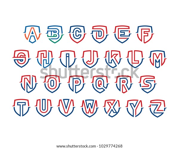 Alphabet Shield Letters Logo Template Design Stock Vector (Royalty Free ...