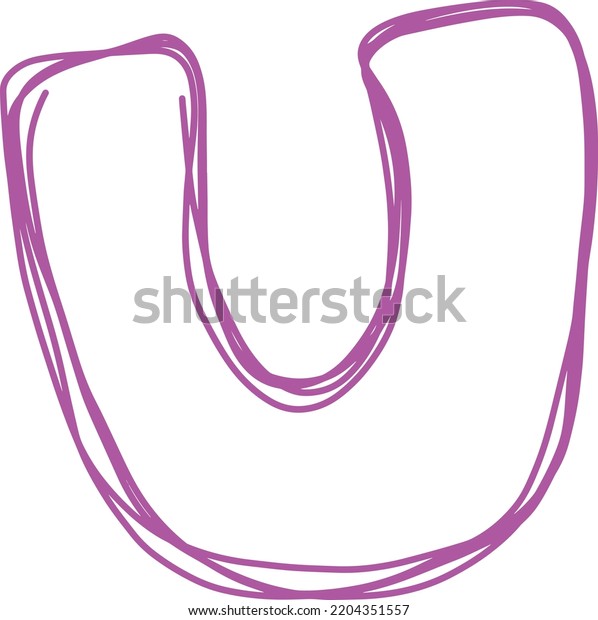Alphabet U Letter Hand Drawn Outline Stock Vector (Royalty Free ...
