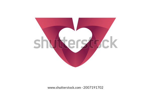 Alphabet V Heart Logo Design Template Stock Vector (Royalty Free ...