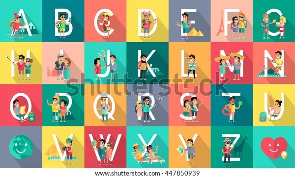 Alphabet Vacation Concept Flat Design Abc Stock Vector (Royalty Free ...