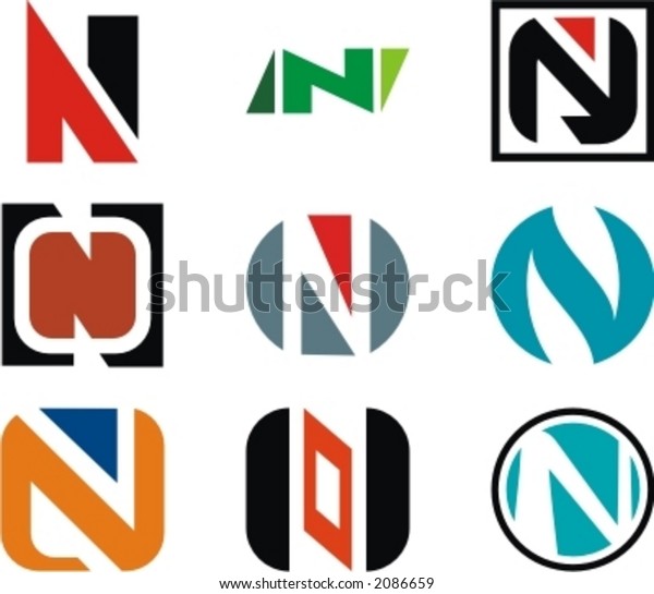 Alphabetical Logo Design Concepts Letter N Stock Vector (Royalty Free ...