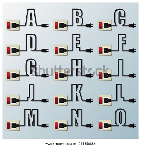 Alphabets Character Letter Electric Wire Line Stock Vector (Royalty ...