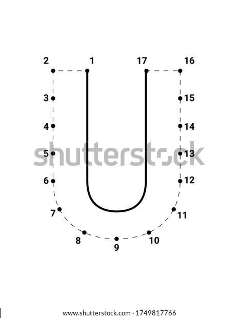 Alphabets Character U Uppercase Connect Dots Stock Vector (Royalty Free ...