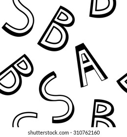 Alphabets Seamless Hand Drawn Outline Pattern Stock Vector (Royalty ...