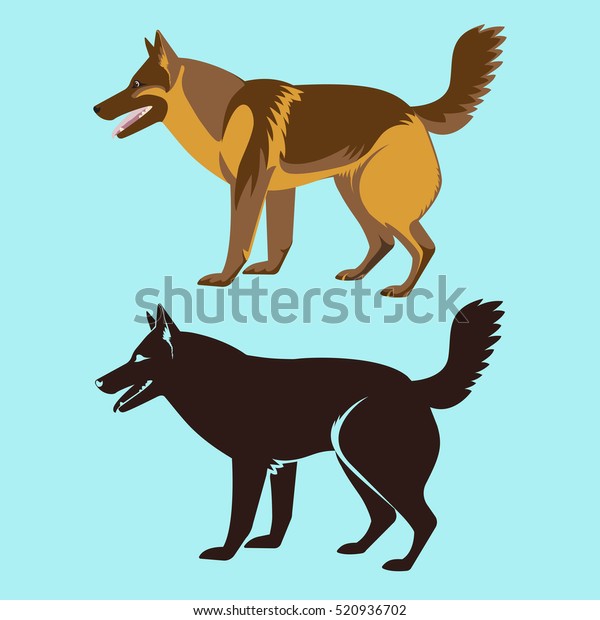 Alsatian Dog Silhouette Isolated Vector Stock Vector (Royalty Free ...