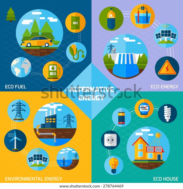 Alternative Energy Design Concept Set Eco Stock Vector (Royalty Free ...