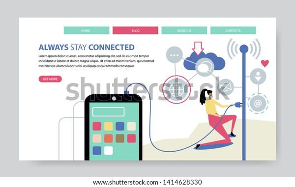 Always Stay Connected Creative Website Template Stock Vector (Royalty ...