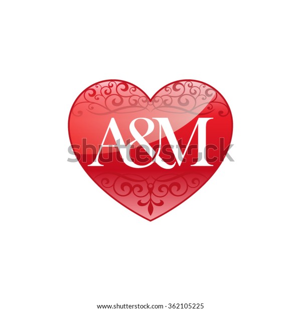 Initial Letter Couple Logo Ornament Heart Stock Vector (Royalty Free ...