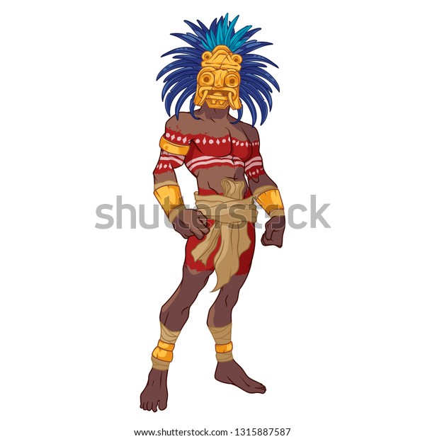 Sorprendente guerrero maya con pintura de: vector de stock (libre de ...