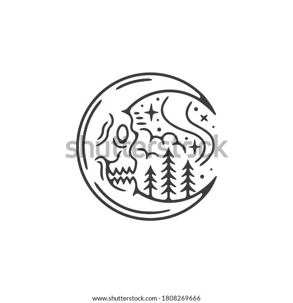 Amazing Fine Line Art Combination Skull Stock Vector (Royalty Free ...