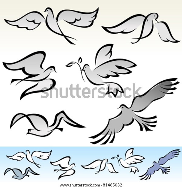Amazing Flying Birds Vector Set Stock Vector (Royalty Free) 81485032 ...