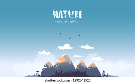Amazing Panoramic View On Cartoon Mountains Stock Vector (Royalty Free ...