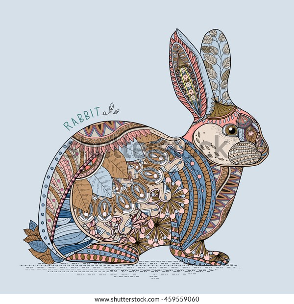 Amazing Rabbit Head Coloring Page Exquisite Stock Vector (Royalty Free ...