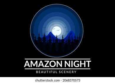 Amazon Night Silhouette Design Hand Drawing Stock Vector (Royalty Free ...