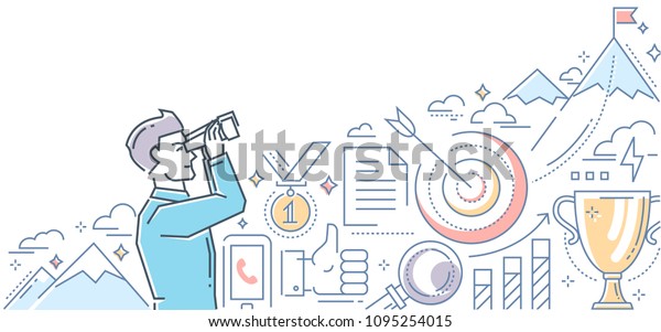 Ambitious Goals Line Design Style Illustration Stock Vector (Royalty ...