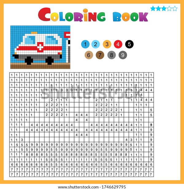 Ambulance Color By Numbers Coloring Book Stock Vector (Royalty Free ...