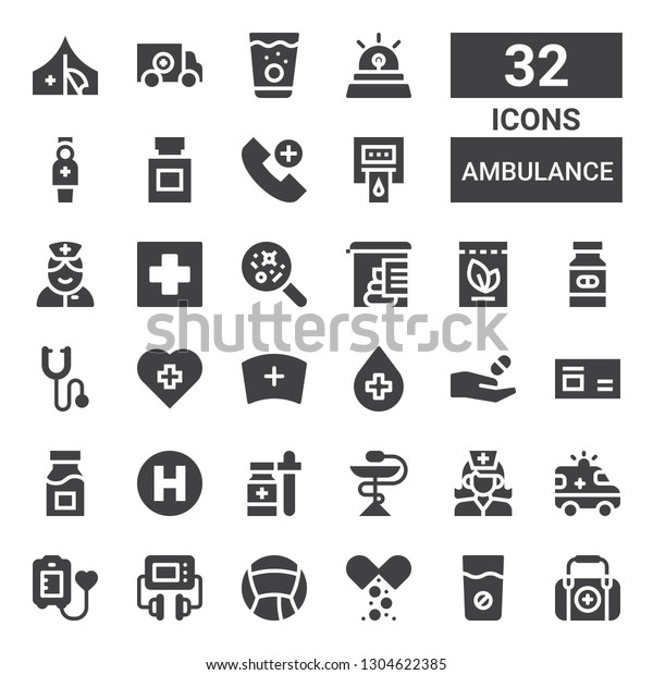 Ambulance Icon Set Collection 32 Filled Stock Vector (Royalty Free ...