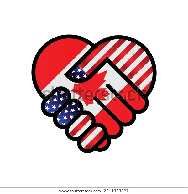 America Canada Flags Relations Handshake Illustration Stock Vector ...