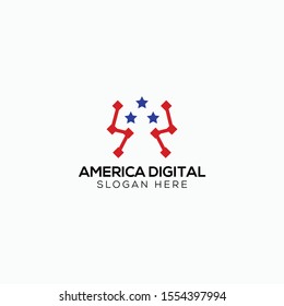 America Digital Logo Vector Concept Simple Stock Vector (Royalty Free ...