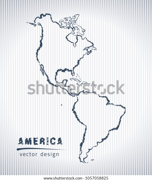 America National Vector Drawing Map On Stock Vector (Royalty Free ...