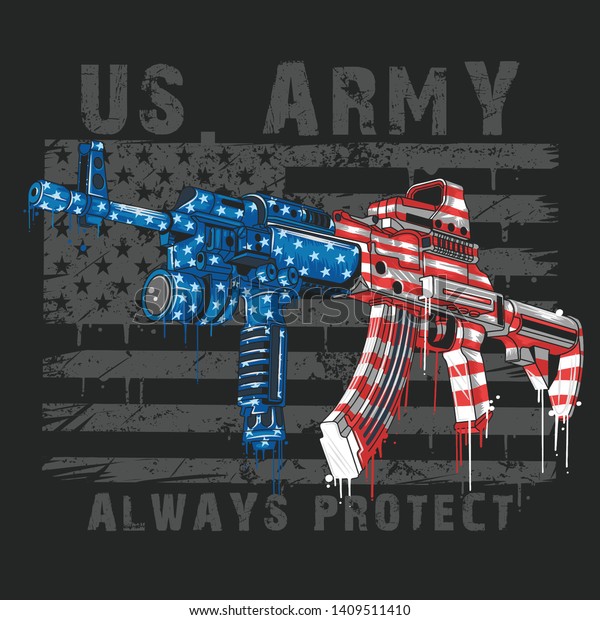 America Usa Flag Machine Gun Vector Stock Vector (Royalty Free ...