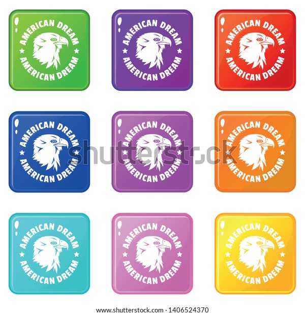 American Dream Eagle Icons Set 9 Stock Vector (Royalty Free) 1406524370 ...