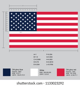 American Flag Dimensions Specifications American Flag 스톡 벡터(로열티 프리 ...