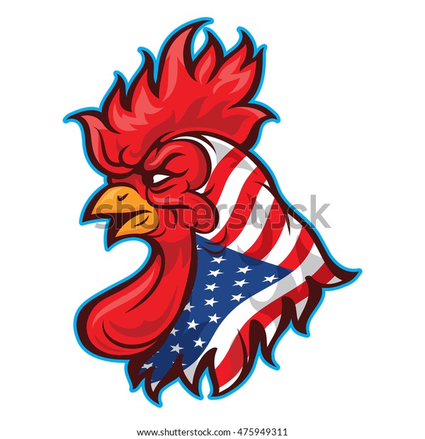 American Flag Fire Chicken Rooster Logo Stock Vector (Royalty Free ...
