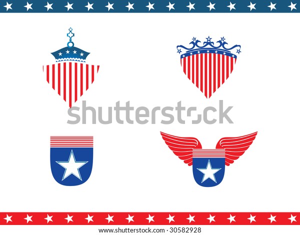 American Flag Inlay On Shield Emblem Stock Vector (Royalty Free) 30582928