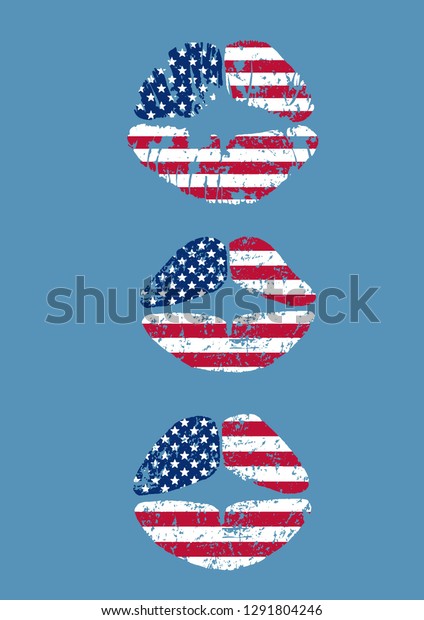 American Flag Kiss Lips Vector Illustration Stock Vector (Royalty Free ...