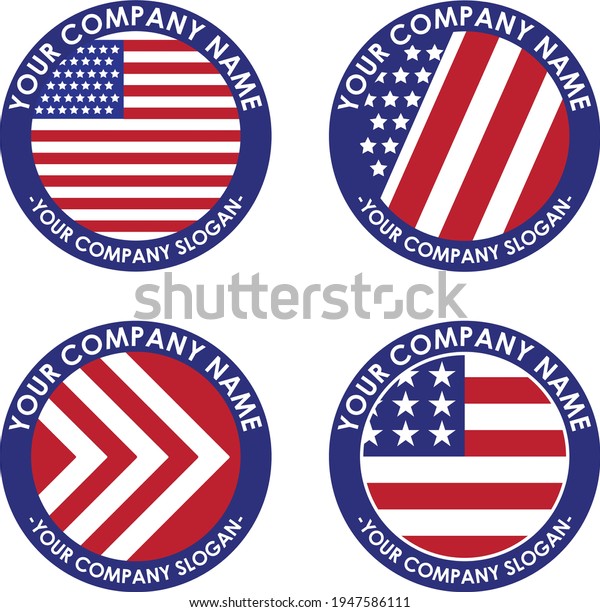 American Flag Logos Round Logo Design Stock Vector (Royalty Free ...