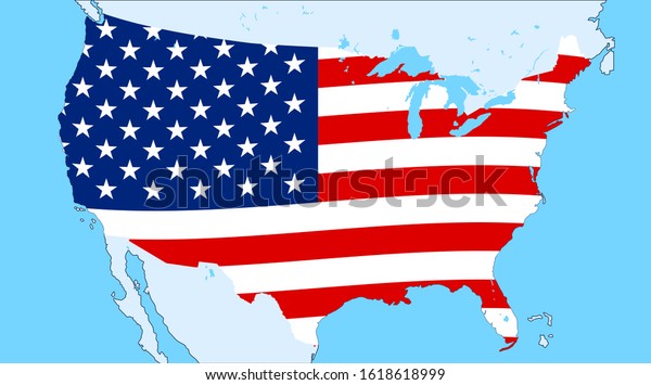 American Flag Map United States America Stock Vector (Royalty Free ...