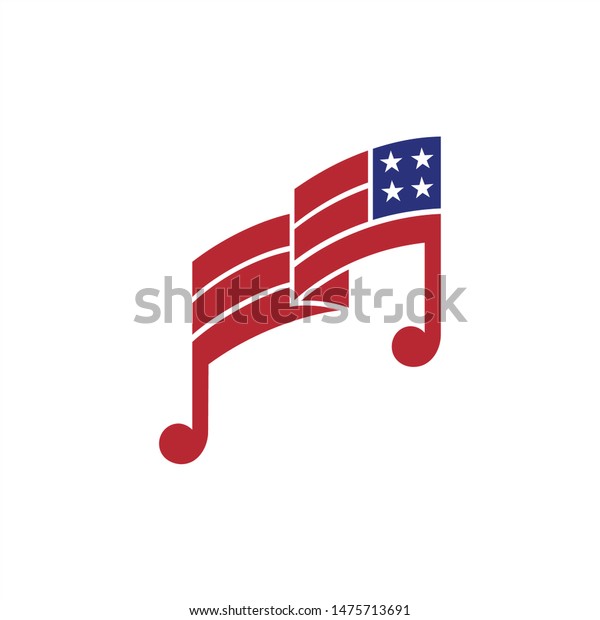 American Flag Music Logo Flat Style: стоковая векторная графика (без ...