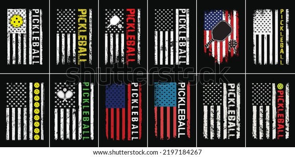 American Flag Pickleball Design Bundle Stock Vector (Royalty Free ...