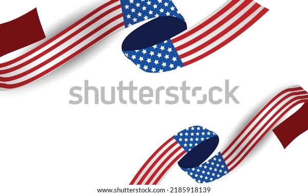 American Flag Ribbons Vector Illustration American: เวกเตอร์สต็อก (ปลอด ...