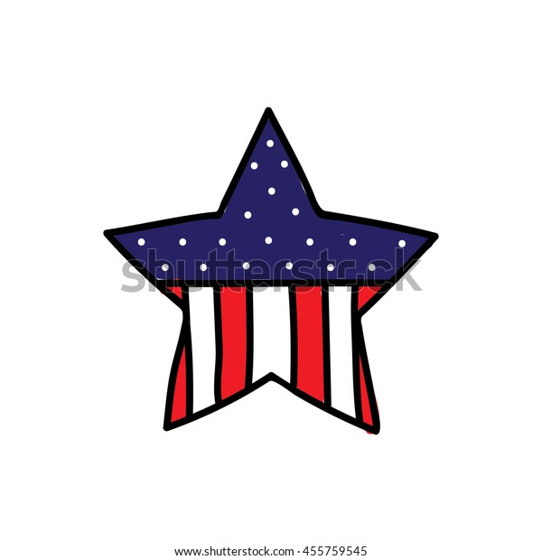 American Flag Star Shape Hand Drawn Stock Vector (Royalty Free ...