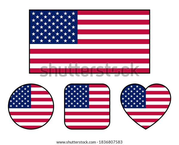 American Flag Variation Set Border Stock Vector (Royalty Free) 1836807583