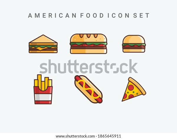 American Food Icon Set Food Icon Stock Vector (Royalty Free) 1865645911 ...