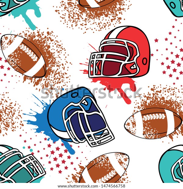 American Football Pattern Abstract Background Balls Stock Vector ...