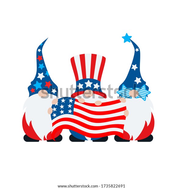 American Gnomes Holding Flag Vector Illustration Stock Vector (Royalty ...