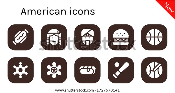 American Icon Set 10 Filled American Stock Vector (Royalty Free ...